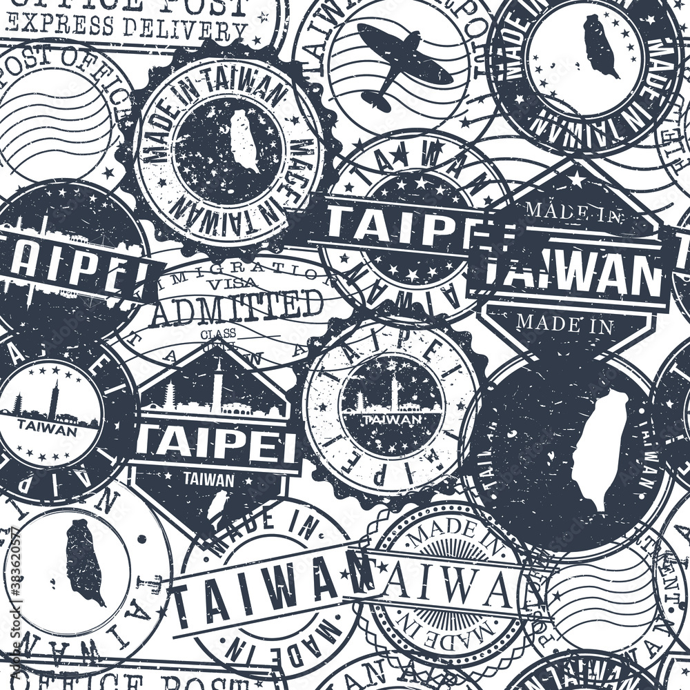 Taipei Taiwan Stamps. City Stamp Vector Art. Postal Passport Travel ...