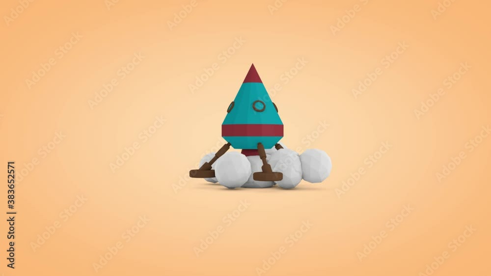 3D animation of a space rocket that makes a soft landing. Animation in ...