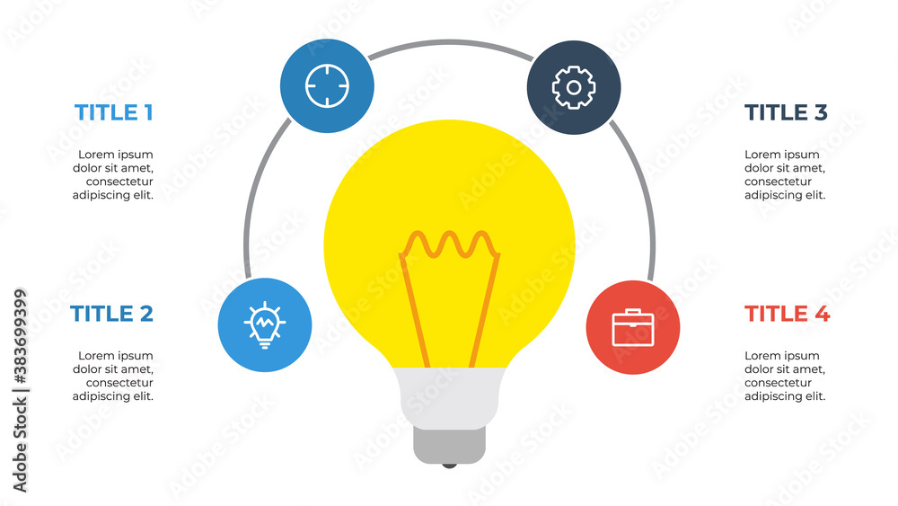 5 points circle infographic element vector with light bulb, business ...