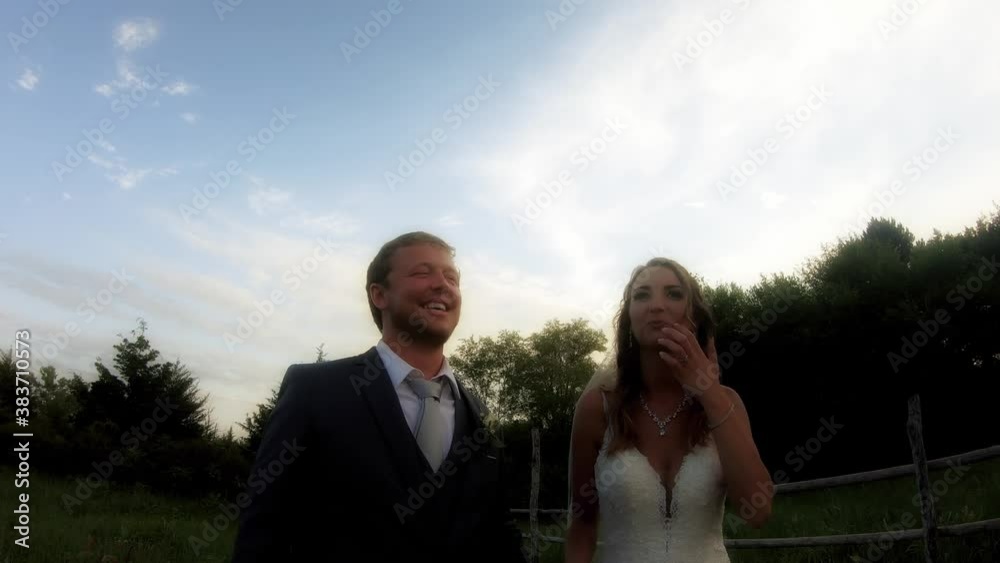 Vídeo do Stock: An adorable authentic moment where the bride and groom ...
