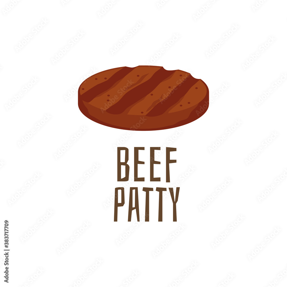 Beef patty ingredient for burger, flat cartoon vector illustration ...