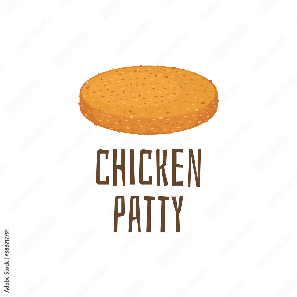Fried chicken steak or patty a vector flat cartoon isolated ...