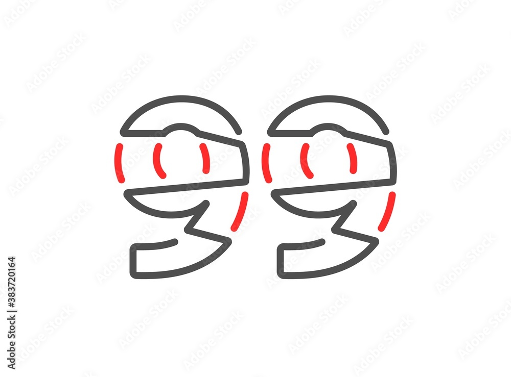 99 vector number. Modern trendy, creative style line design. For logo ...