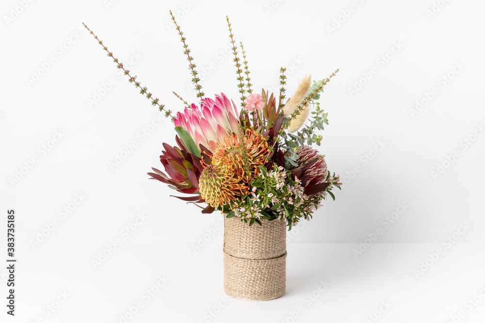 Beautiful Australian native flower arrangement of a red protea flower ...