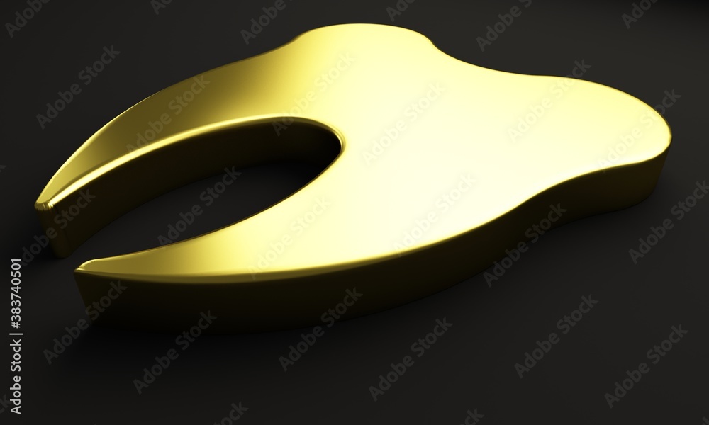 Gold tooth 3D image banner background template on black background ...