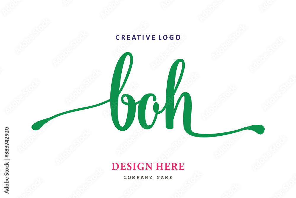 pharmacy logo composition of the letter BOH is simple, easy to ...