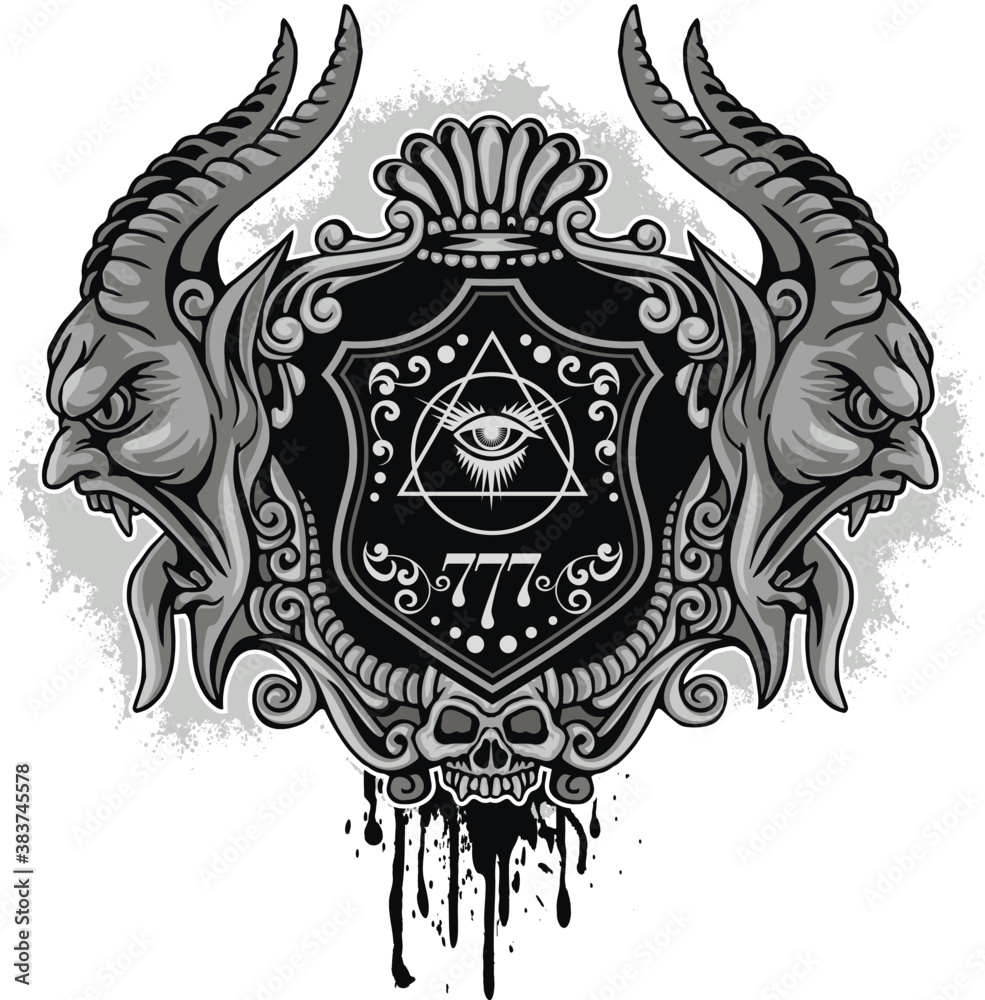 Gothic sign with skull, grunge vintage design t shirts Stock Vector ...