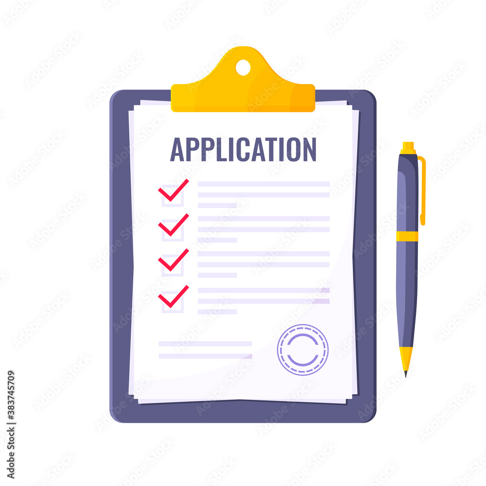 Submit application document form flat style design icon sign vector ...