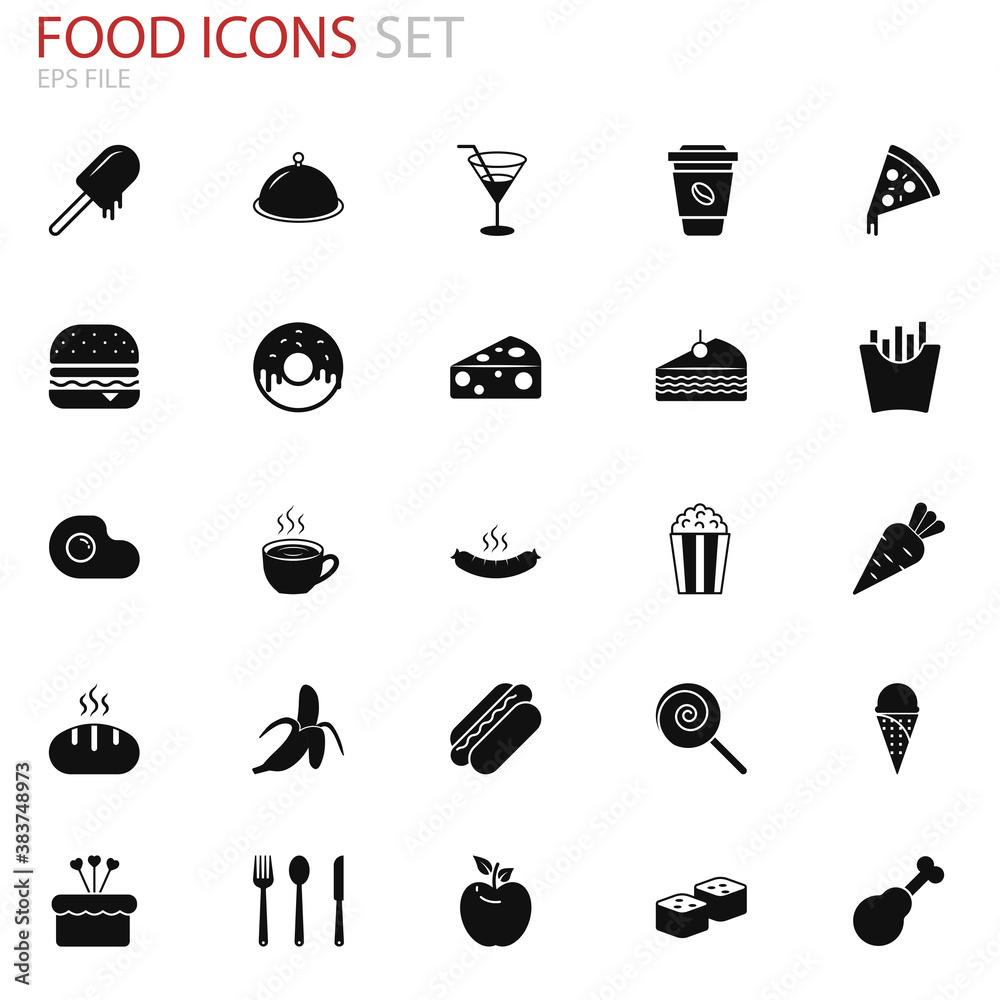 Food icons set for your website, logo, app, UI, product print. Food ...