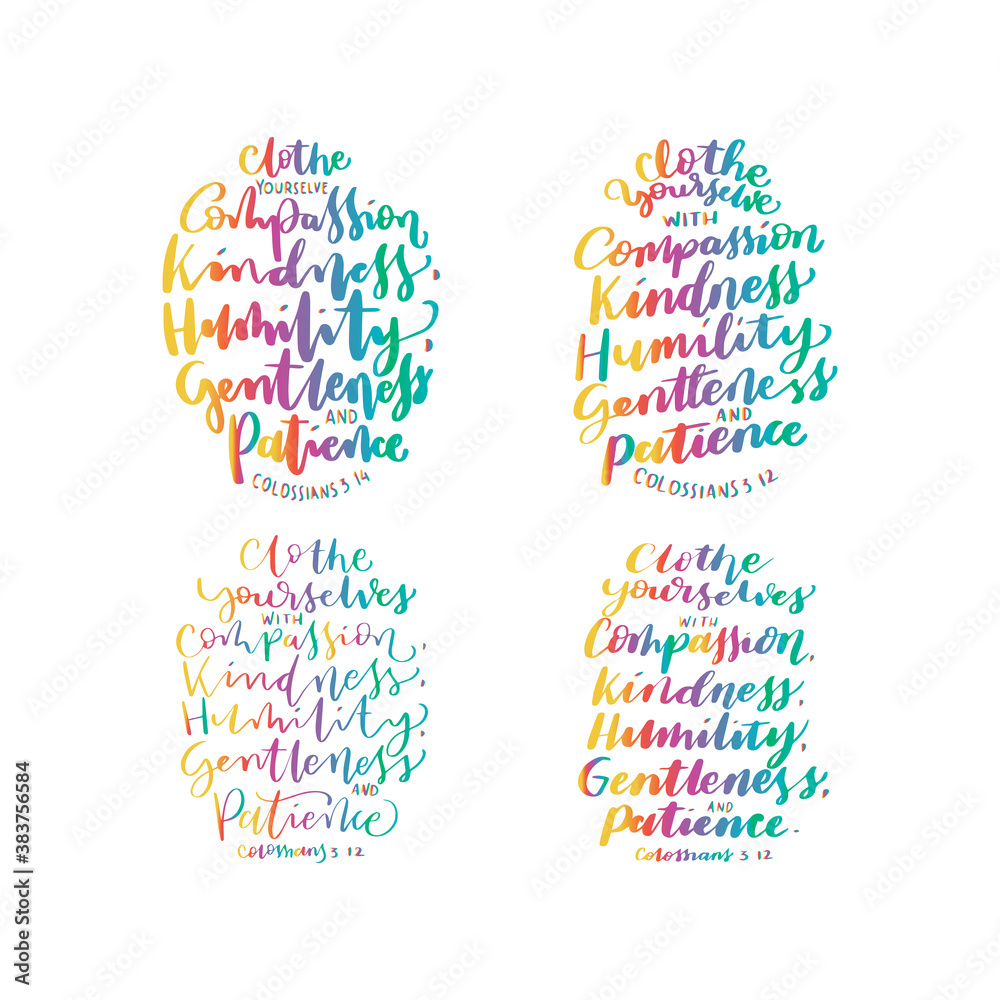 Set of Printable Scripture Lettering On White Background. Clothe ...