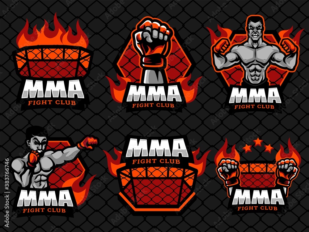 Vektorová grafika „Set of MMA Logo. MMA logo and badge. MMA vector ...