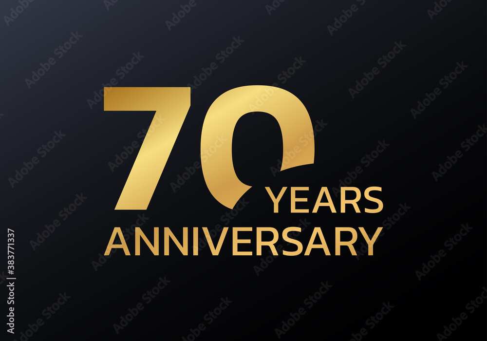 70th anniversary logo. 70 years celebrating icon or golden badge ...