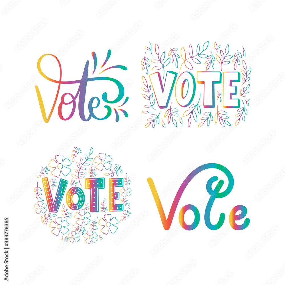 Set of labels. Vote. Set of Hand Lettered Of Vote. Handwritten ...