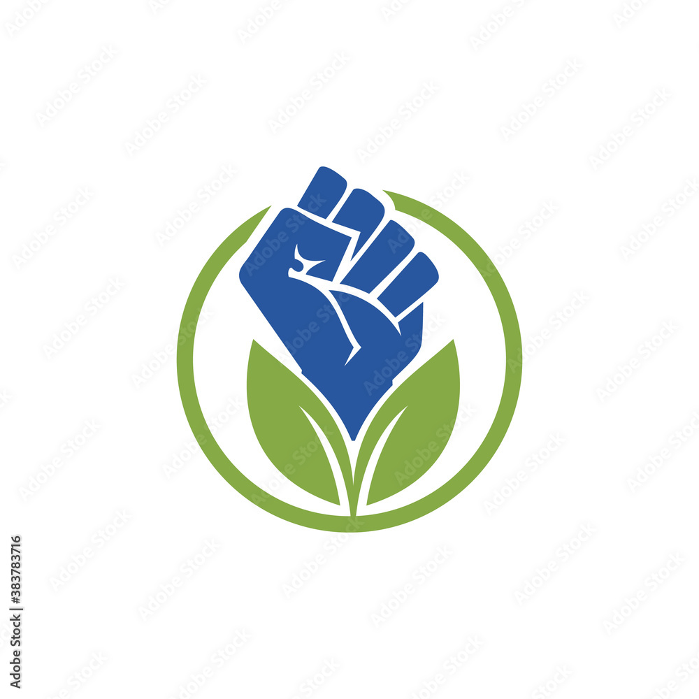 Power of nature vector logo design. Hand and eco symbol or icon. Unique ...