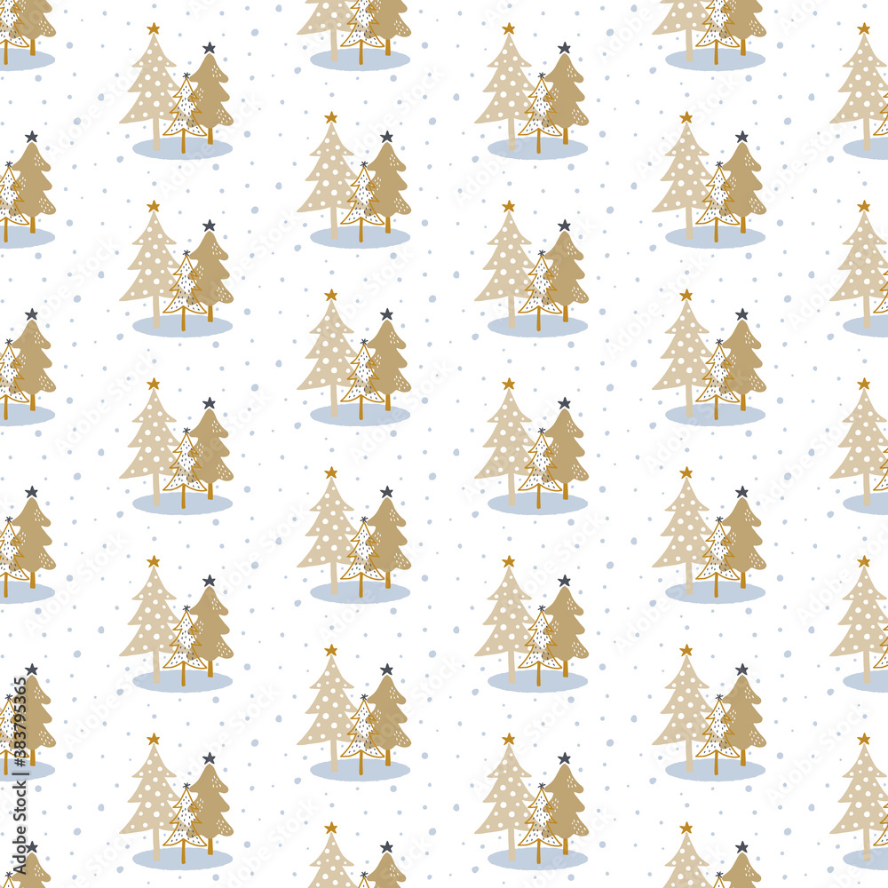 Seamless pattern for winter and winter holidays using hand drawn trees ...