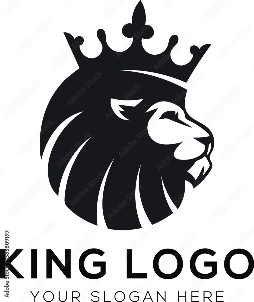Lion king with crown vector logo design. vector icon, symbol design Stock Vector | Adobe Stock