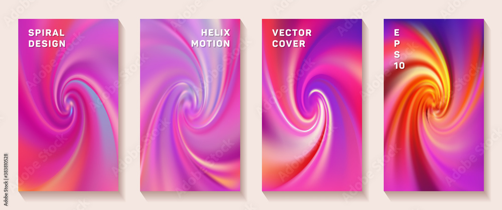 Gradient spiral rotation cover page templates set. Stock Vector | Adobe ...