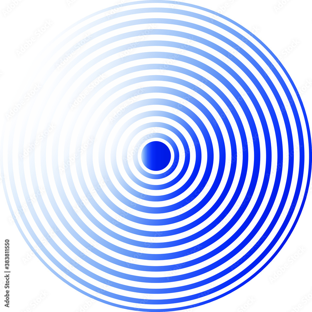 Blue Rings sound wave and line in a circle. Tap symbol. Radio signal ...
