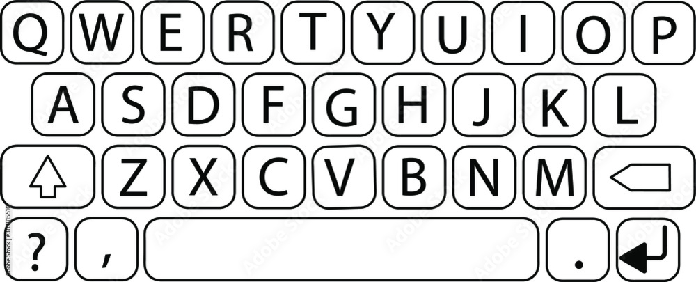 Smartphone keyboard, vector illustration of keypad on mobile phone or ...