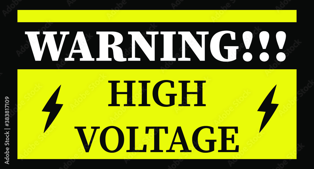 DANGER HIGH VOLTAGE.Power outage warning poster in yellow and black ...