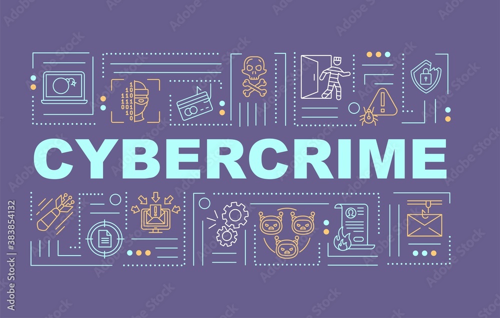 Cybercrime word concepts banner. Cyber attack. Sustem breaking ...