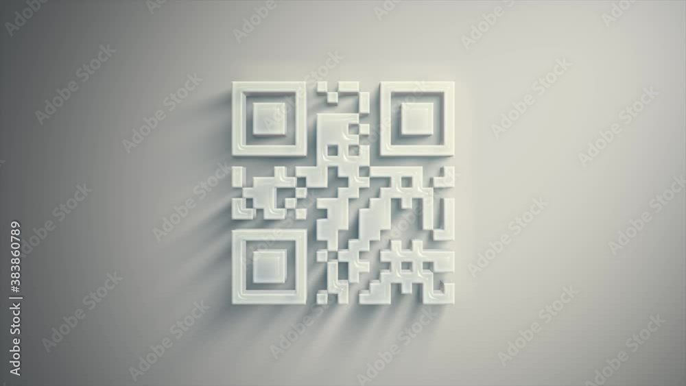 White QR Code Technology Icon Reveal Background Loop/ 4k animation of ...