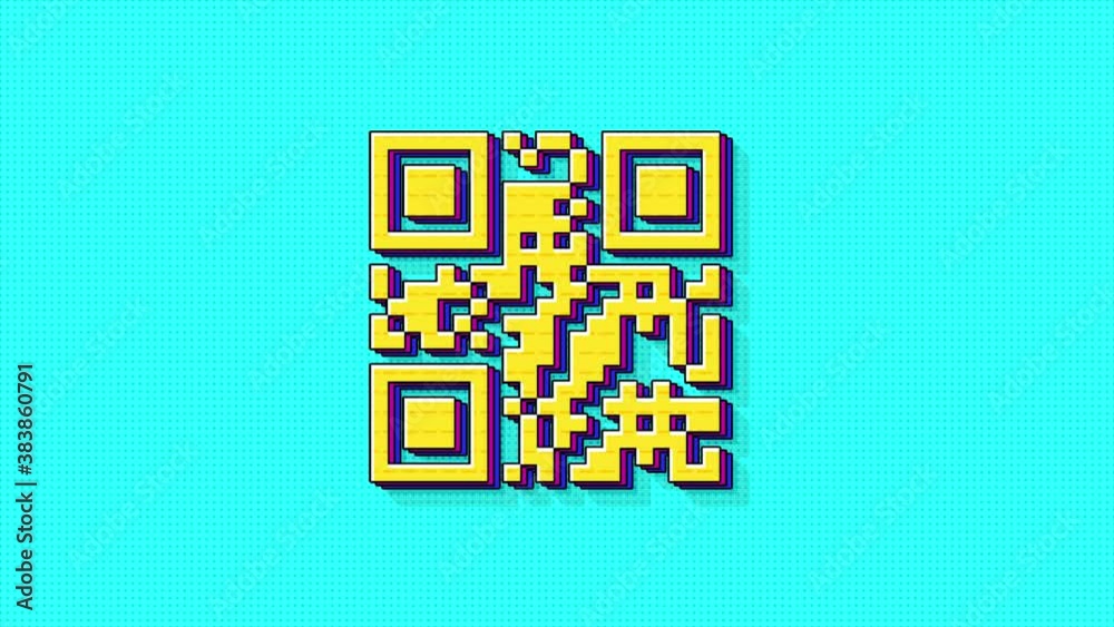 Cyber QR Code Technology Icon Reveal Background Loop/ 4k animation of ...
