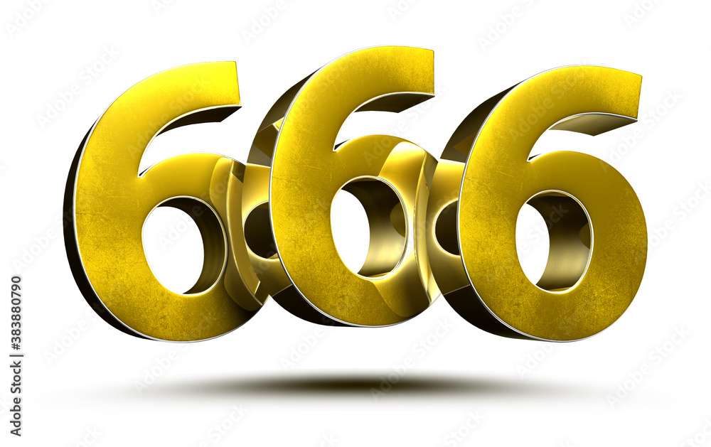 ภาพประกอบสต็อก Gold numbers 666 isolated on white background ...