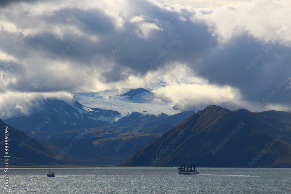 Alaska, Makushin Volcano on Unalaska Island, Aleutian Islands, United ...