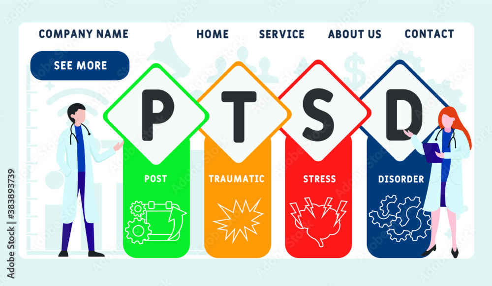 Vector website design template . PTSD - Post Traumatic Stress Disorder ...