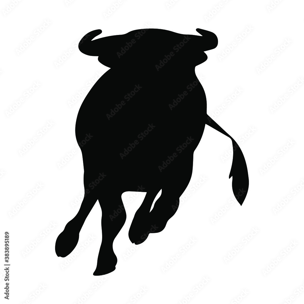 Vector image of a bull. Silhouette of a powerful bull with horns in a ...