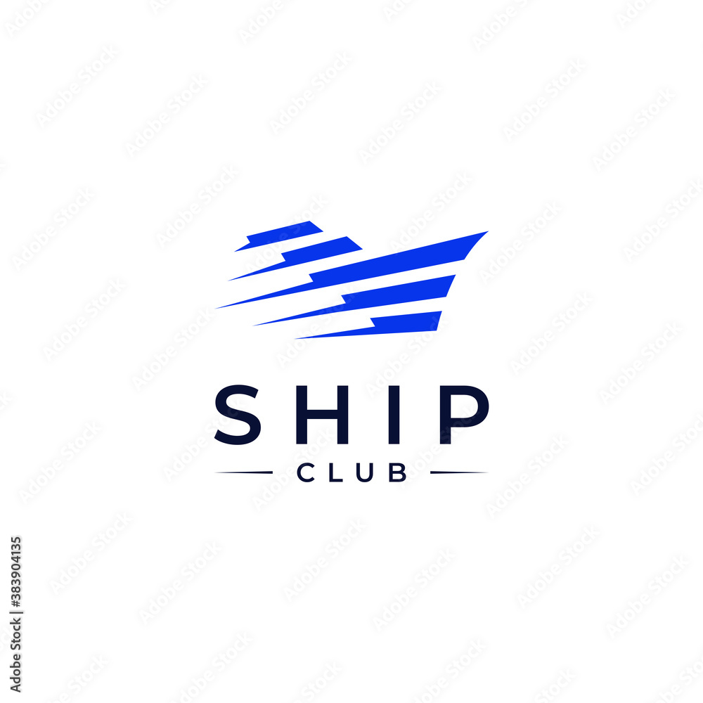 ship logo vector abstract modern simple designs with blue color and ...