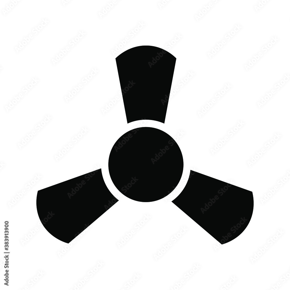 Fan icon and wind equipment isolated on white. Propeller, cooler ...