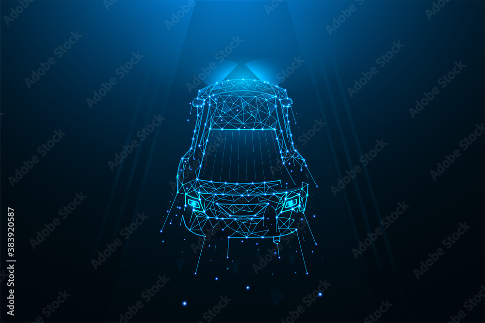 Car driving on the road polygonal vector illustration. A car made of ...