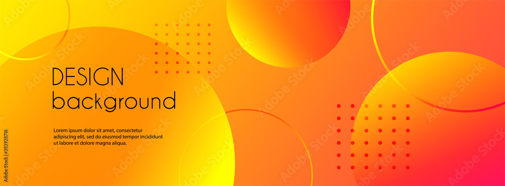 Abstract trendy vector banner with 3d spheres. Bright orange background ...