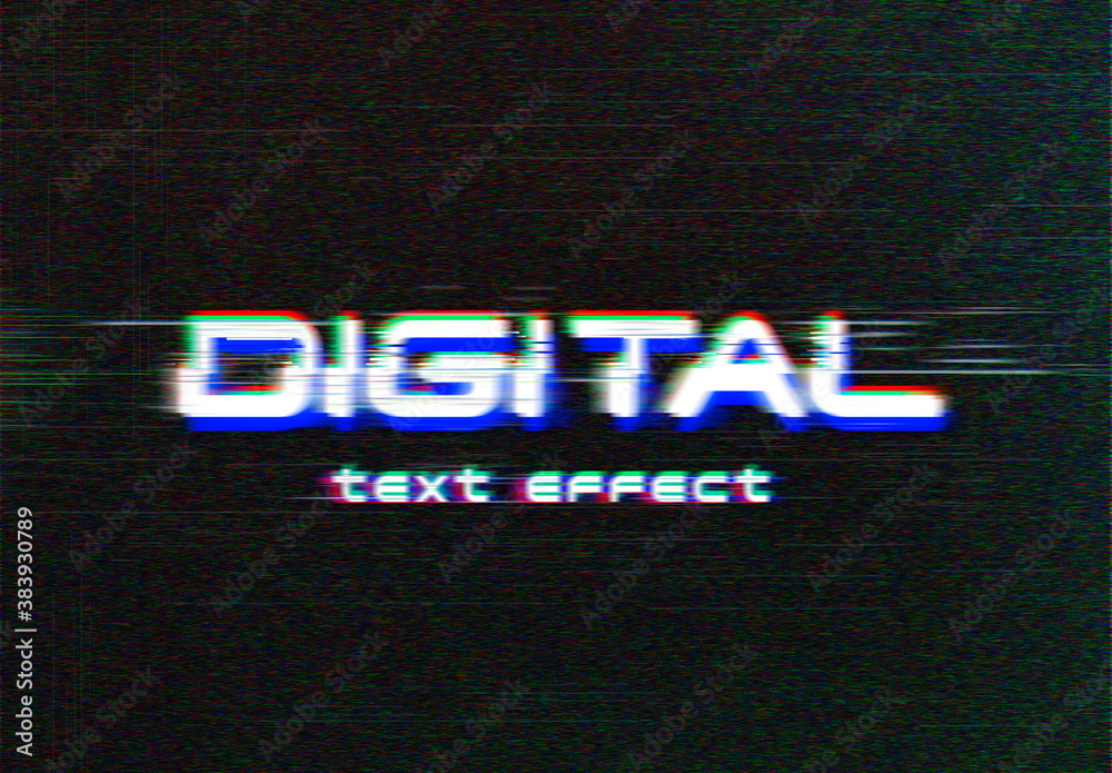 Digital Glitch Text Effect Mockup Stock Template | Adobe Stock