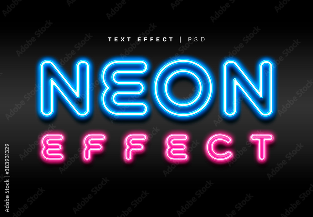 Neon Text Effect Mockup Stock Template | Adobe Stock