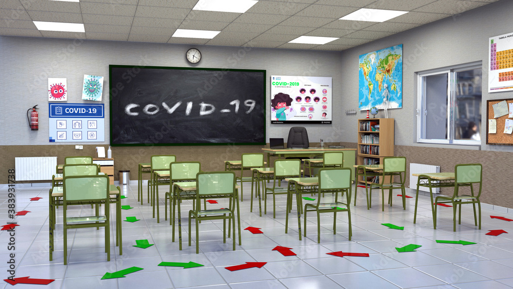 Aula clase covid -19 Stock Illustration | Adobe Stock