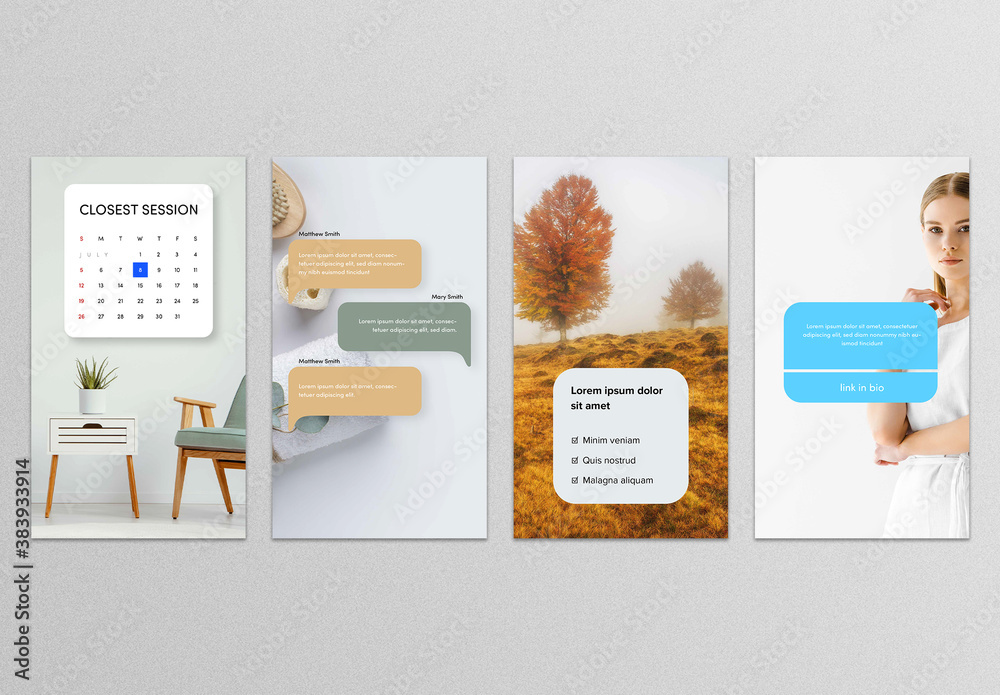 Mobile Notification Design Layouts for Social Media Stories Stock ...