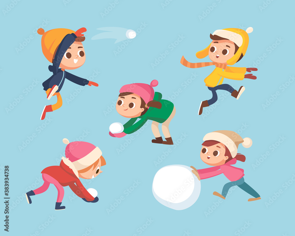 Children Throwing Snowballs