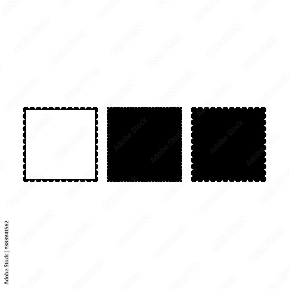 Square scalloped frame. Simple labels, frame and sticker, with border ...