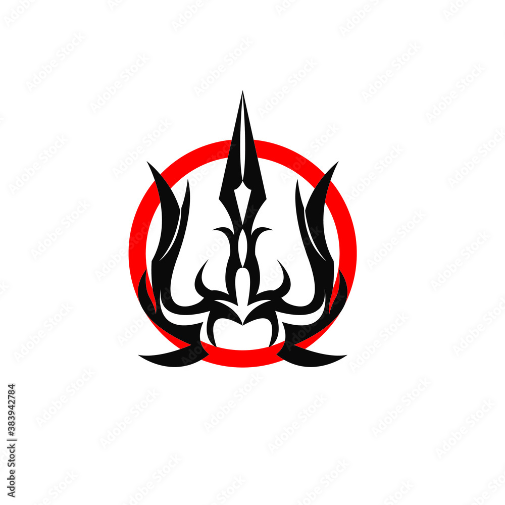 Trident tribal graphic red vector design, trishul tattoo tribal design ...