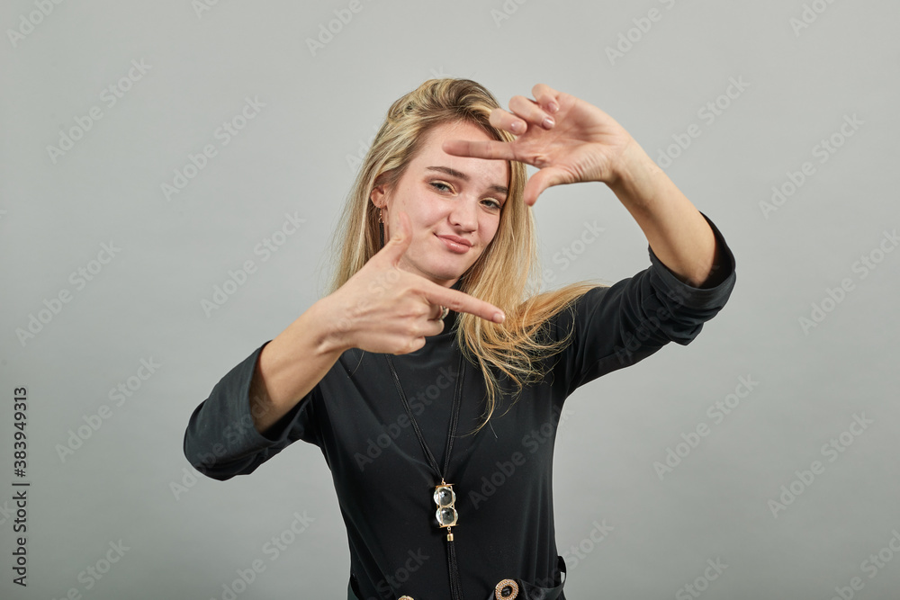 Hands making photo frame, fingers framing distance, photography sign ...