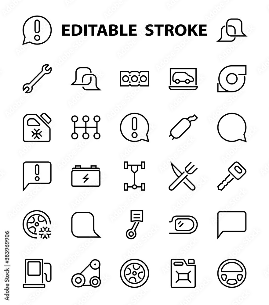 AUTO PARTS Set of Icons related vector line icons. Contains icons such ...