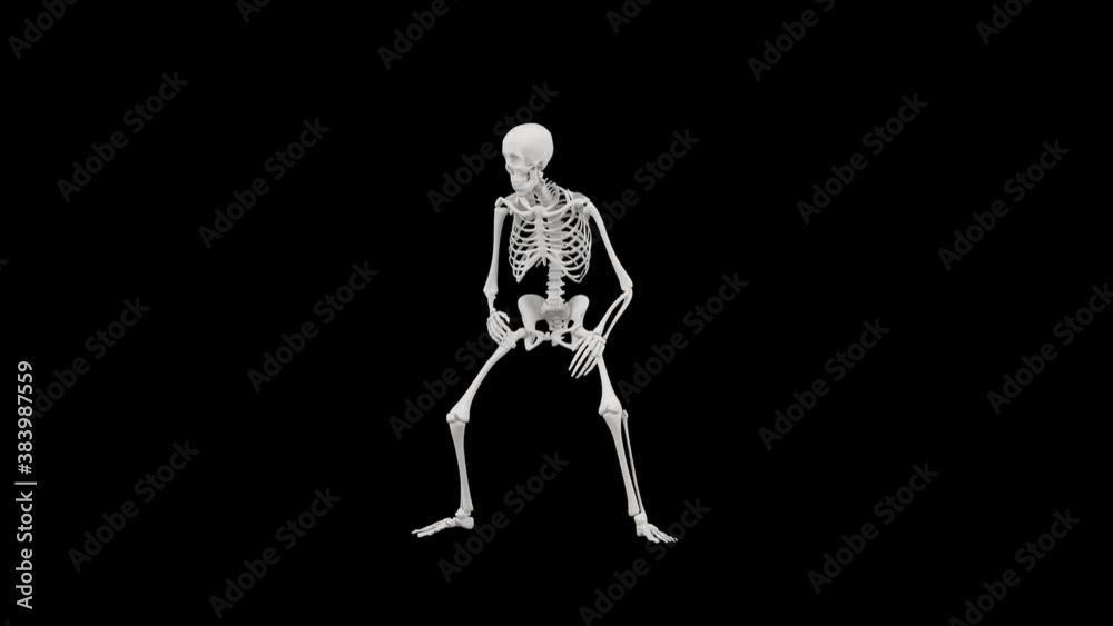 Skeleton alert idle position or stance - 4k 3D seamless animation of a ...