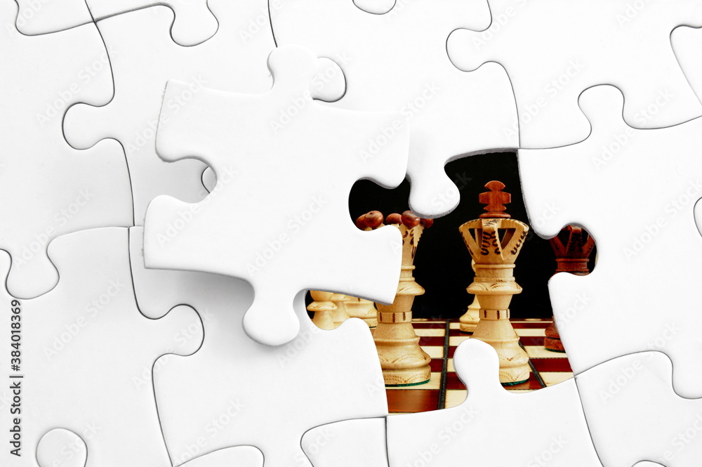 puzzle and chess Stock Photo | Adobe Stock