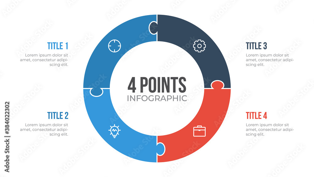4 points circle infographic element vector with puzzle, can be used for ...