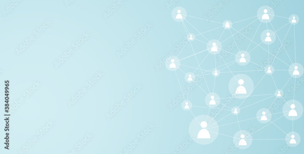 connected together on a blue background. Teamwork, network, and ...