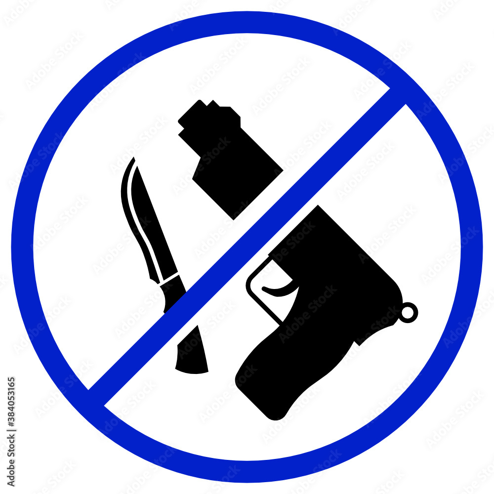 Firearms and other weapons are prohibited sign, Handgun and Knife Not ...