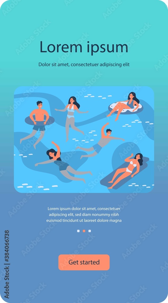 Happy people swimming in sea isolated flat vector illustration. Cartoon ...